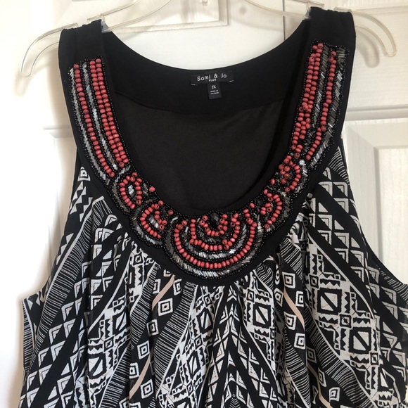 Sami & Jo | Dresses | Samijo Plus Maxi Sun Dress Red Black White Print ...
